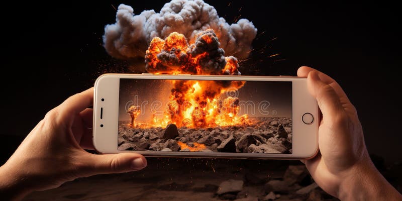 Atomic Explosion in Mobile Phone , Concept of Nuclear Energy, Created ...