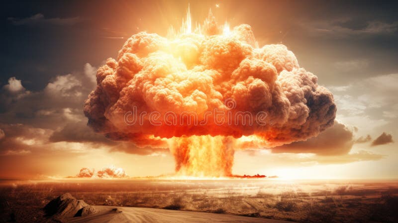 Atomic Explosion of a Nuclear Bomb with a Mushroom Cloud Stock ...
