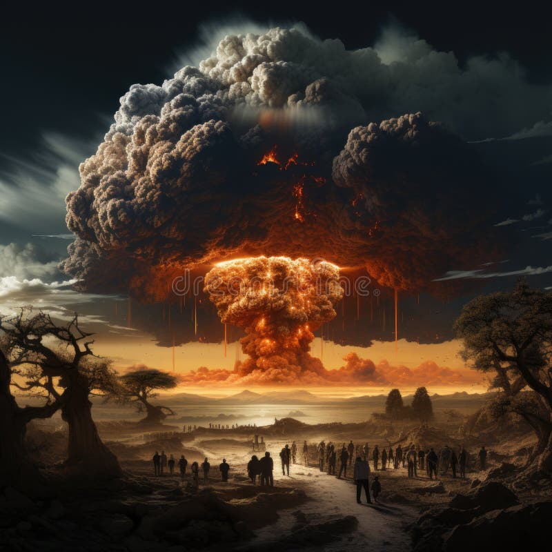 Atomic Explosion of a Nuclear Bomb with a Mushroom Cloud Stock ...