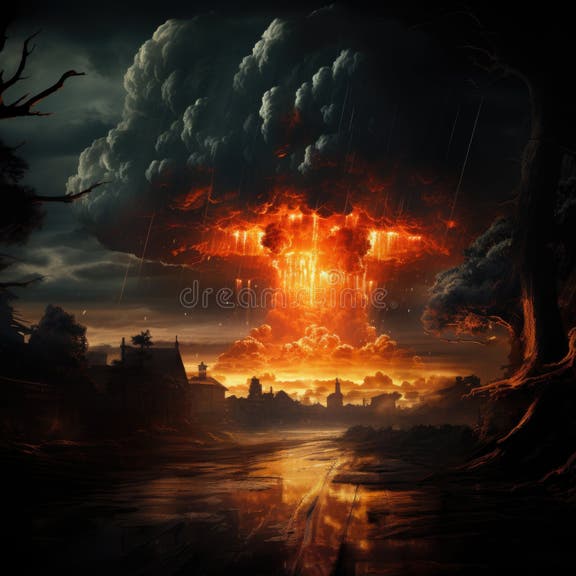 Atomic Explosion of a Nuclear Bomb with a Mushroom Cloud Stock ...