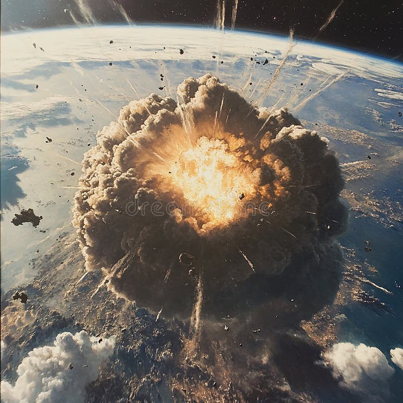 Atomic Explosion from Space with Earth in the Background Stock ...