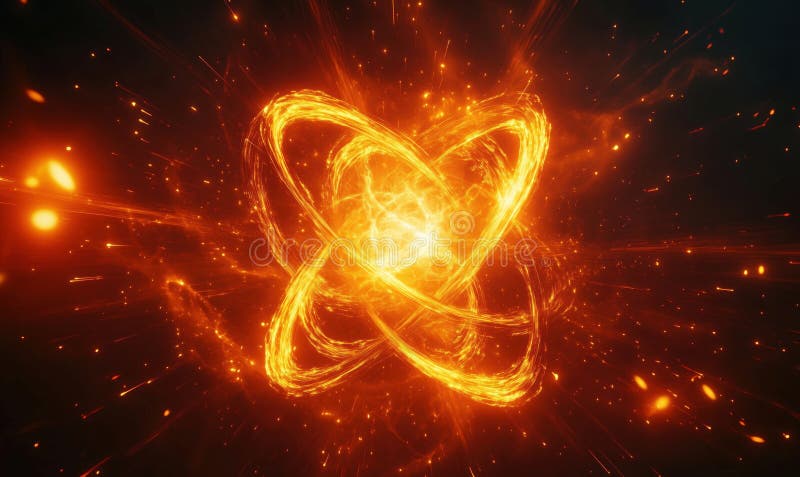 Atomic Explosion Visualization with Fiery Orange Energy, Swirling ...