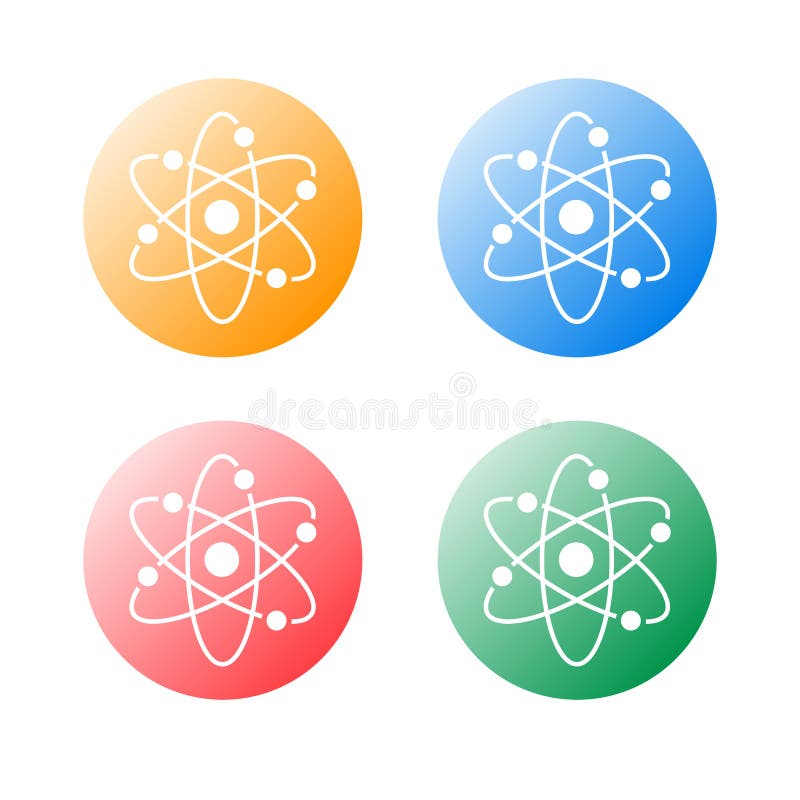4 Atomic Icons of Different Colors on a White Background Stock Vector ...