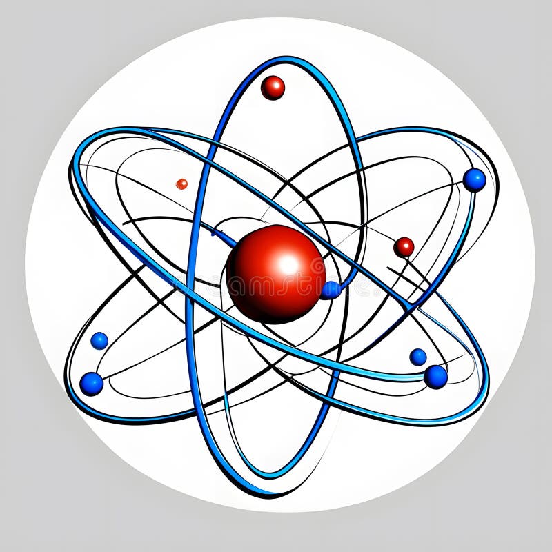 Atomic model, AI-Generatet stock illustration. Illustration of model ...