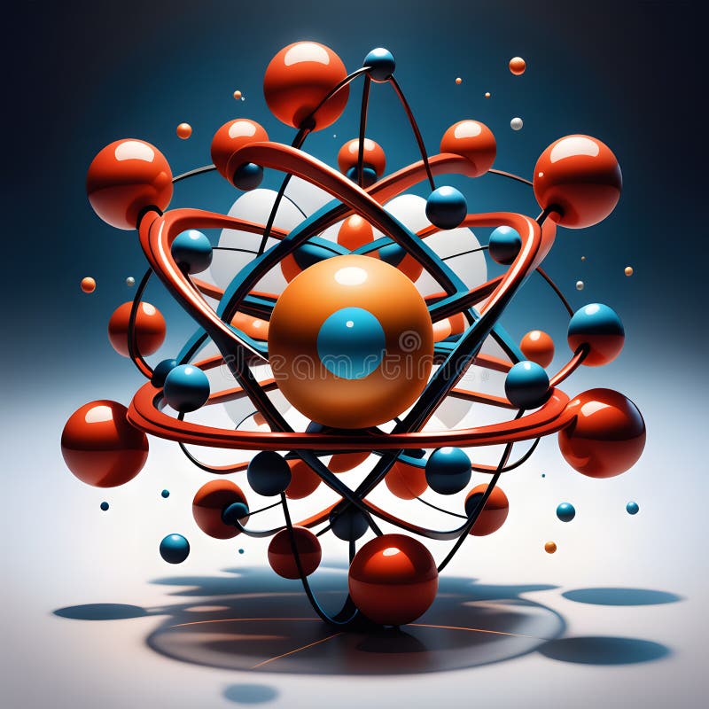 Atomic model, AI-Generatet stock illustration. Illustration of colored ...