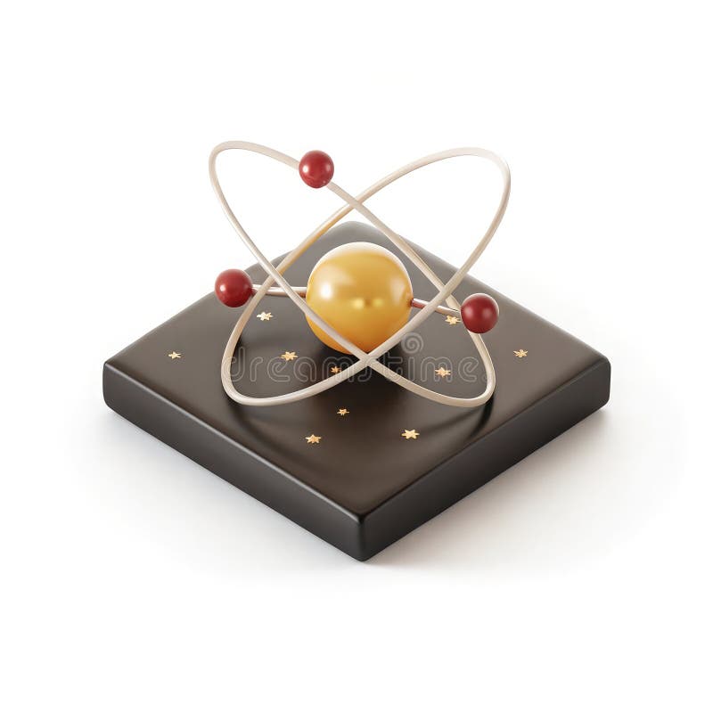 Atomic Model Display on Dark Square Base Stock Illustration ...