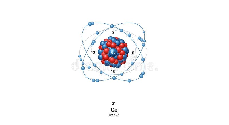 Atomic Model of Gallium (Ga) Showing Protons and Neutrons in the ...