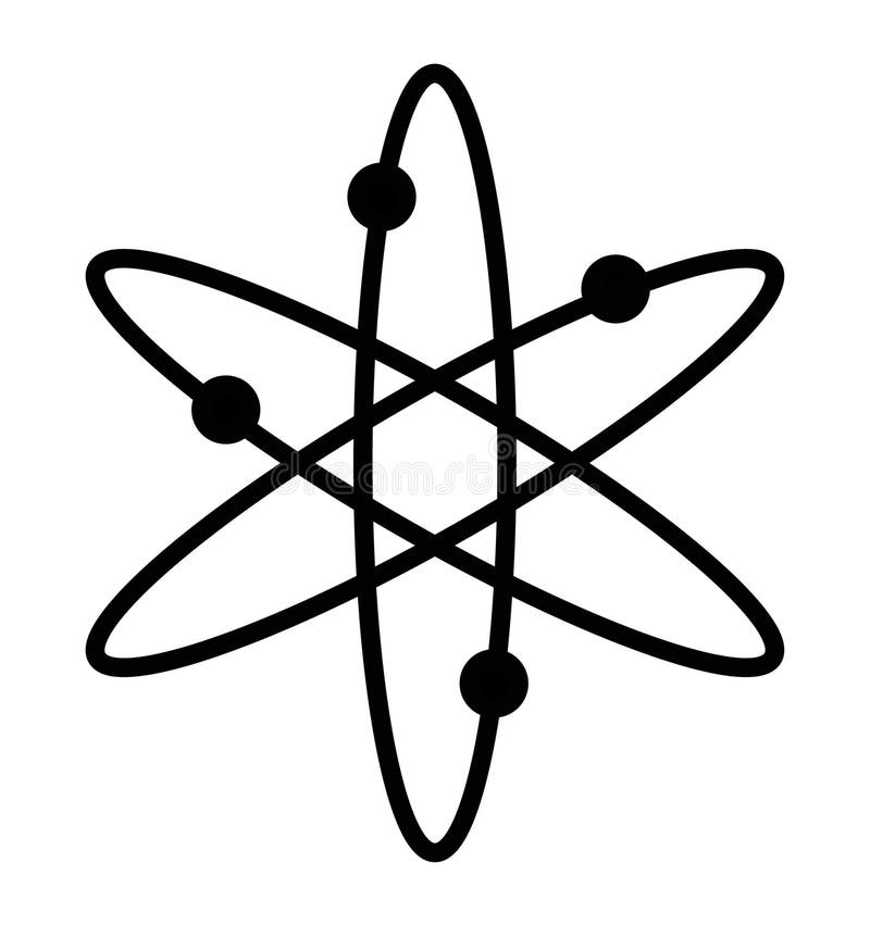 Atomic Model Icon on Transparent Background, Flat Line Design, Vector ...