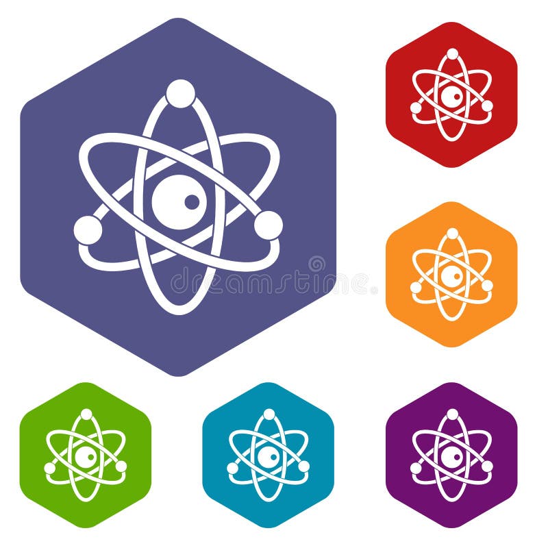 Atomic Model Icons Set Hexagon Stock Vector - Illustration of chemical ...