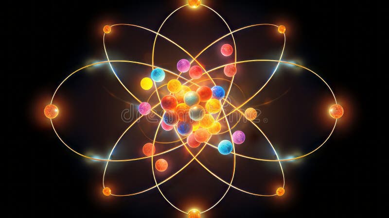 Atomic Model with Protons, Neutrons, and Electrons Stock Illustration ...