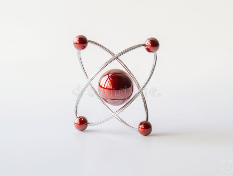 Atomic Model Red Spheres stock illustration. Illustration of molecule ...