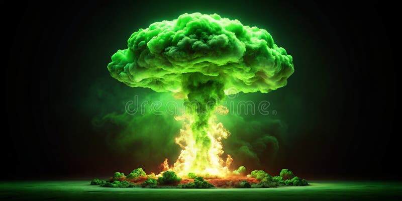 Atomic Nuclear Green Smoke Explosion in a Vertical Flame Shape AI ...