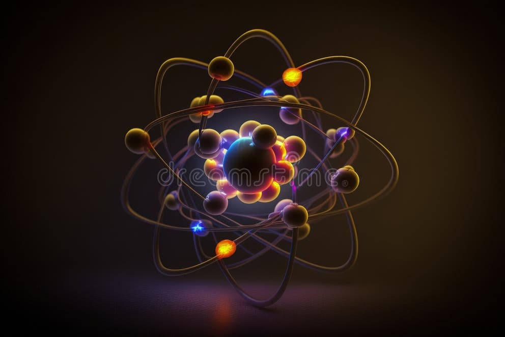 Atomic Nucleus Electrons Neutrons Protons. Model Shows that an Atom is ...