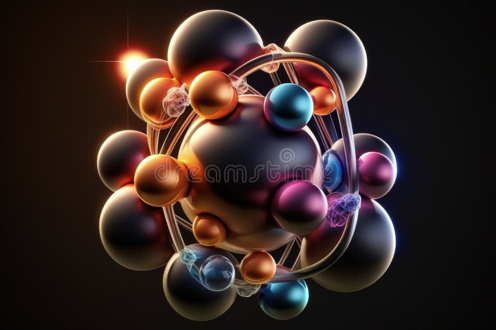 Atomic Nucleus Electrons Neutrons Protons. Model Shows that an Atom is ...