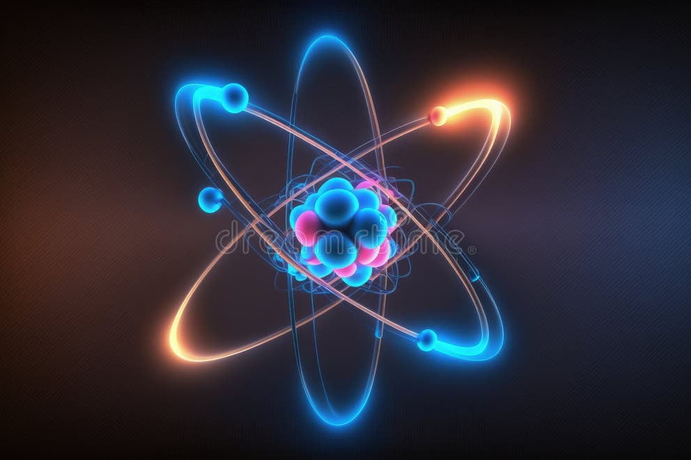 Atomic Nucleus Electrons Neutrons Protons. Model Shows that an Atom is ...
