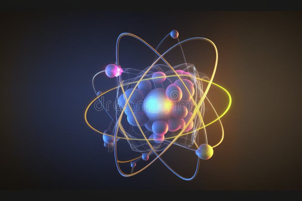 Atomic Nucleus Electrons Neutrons Protons. Model Shows that an Atom is ...