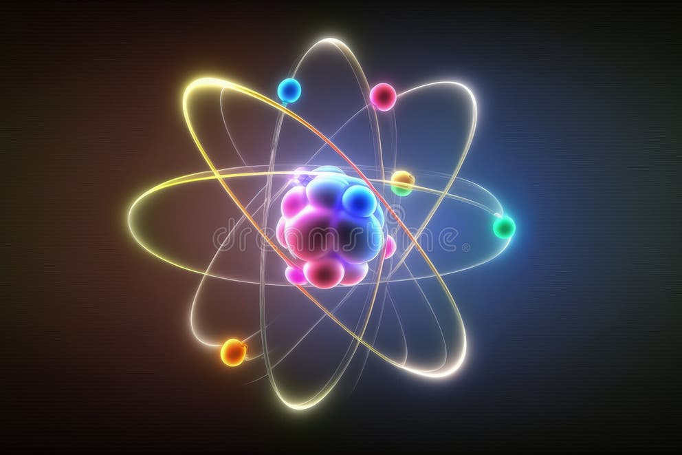Atomic Nucleus Electrons Neutrons Protons. Model Shows that an Atom is ...