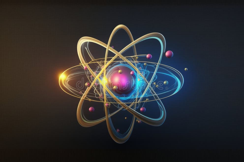 Atomic Nucleus Electrons Neutrons Protons. Model Shows that an Atom is ...