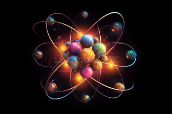 Atomic Nucleus Electrons Neutrons Protons. Model Shows that an Atom is ...