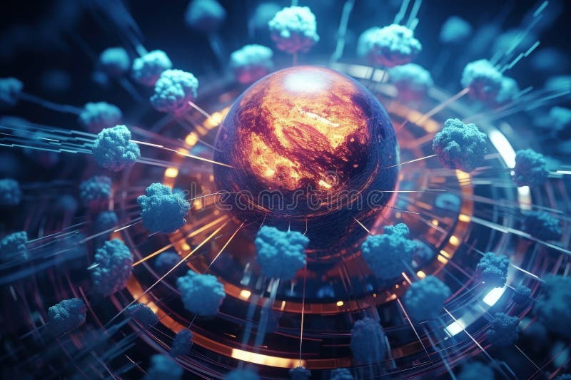 Atomic Nucleus Electrons Neutrons Protons. Model Shows that an Atom is ...