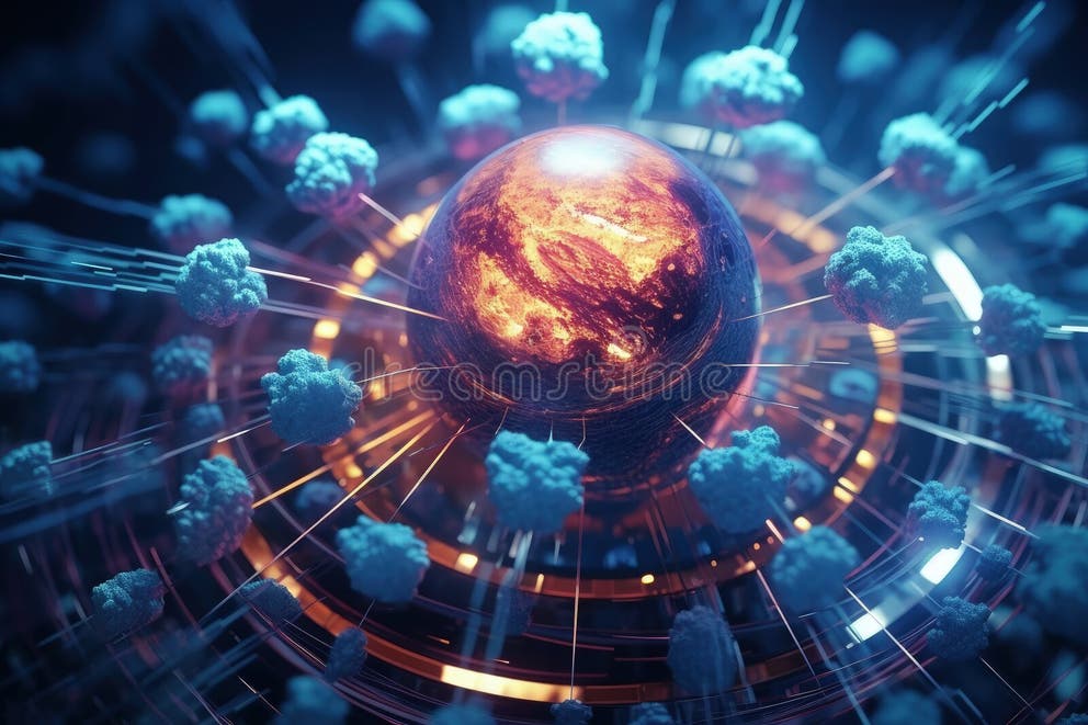 Atomic Nucleus Electrons Neutrons Protons. Model Shows that an Atom is ...