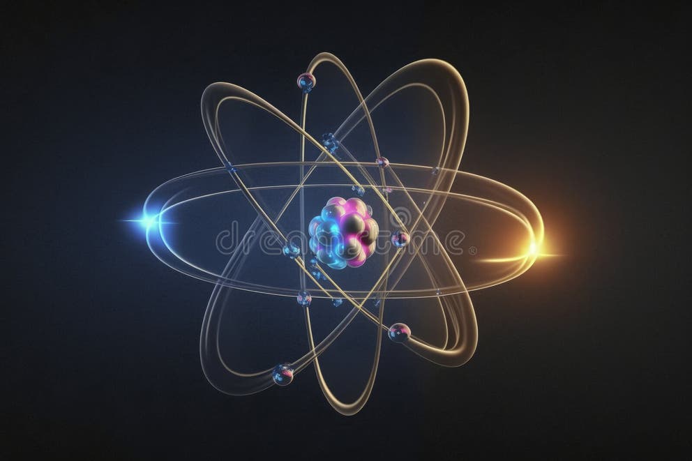 Atomic Nucleus Electrons Neutrons Protons. Model Shows that an Atom is ...