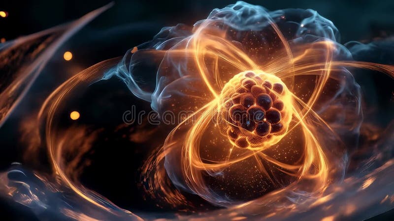 Atomic Particle Energy Flow Stock Footage - Video of orange, light ...