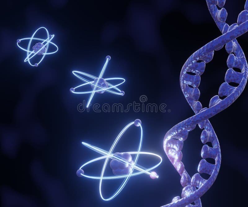 Atomic Radiation on DNA Strands Stock Illustration - Illustration of ...