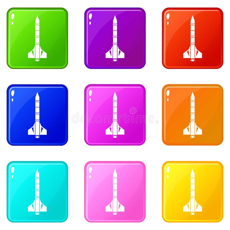 Atomic rocket icons 9 set stock vector. Illustration of army - 96330790