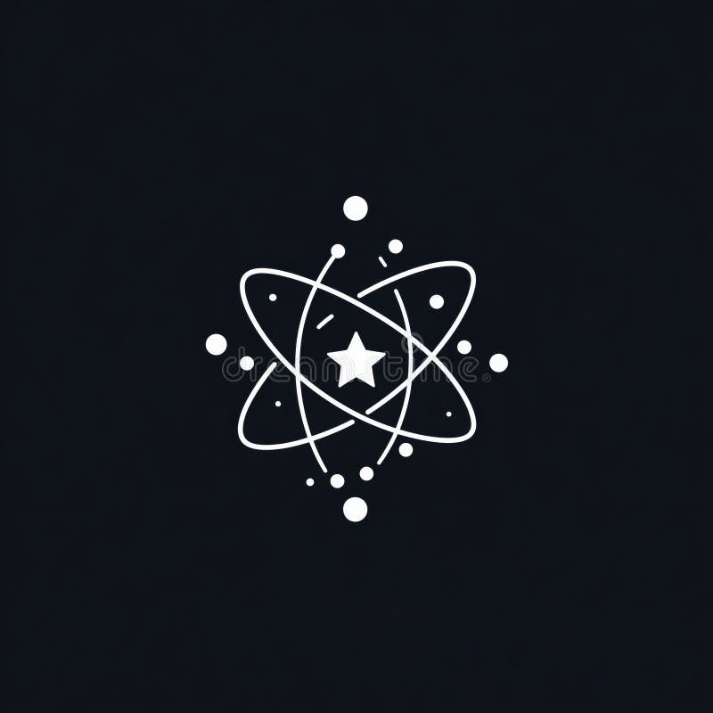 Atomic Star Symbol on Black Background: Minimalist Design of Atomic ...