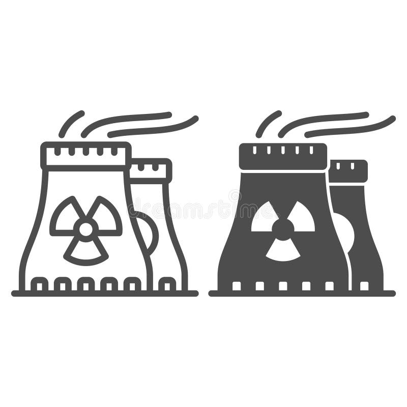 Atomic Station Pipes Line and Solid Icon, Atomic Energy Concept. Vector ...