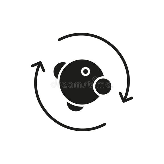 Atomic Structure with Arrows Indicating Motion Solid Icon. Atom ...