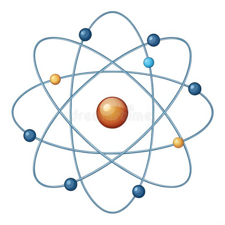 Atomic Structure Cartoon Illustration, Orbital Model, Science, Atom ...