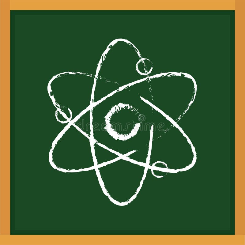 Atomic Structure Drawn on Chalkboard. Vector Illustration Decorative ...