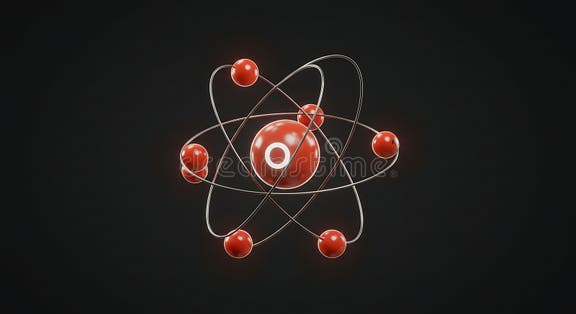 Atomic Structure: Elegant Red and Silver Orbital Model Stock ...