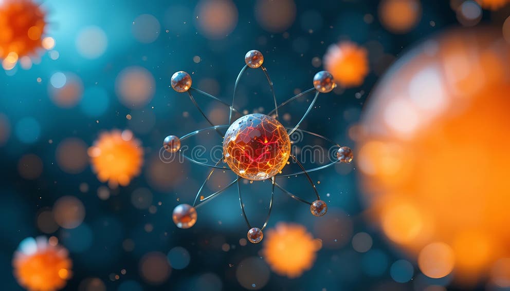 Atomic Structure: Glowing Core, Sleek Orbitals, Abstract Style Stock ...