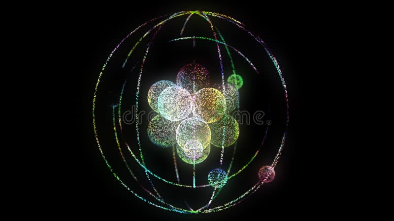 Atomic Structure of Particle on Black Background Stock Illustration ...