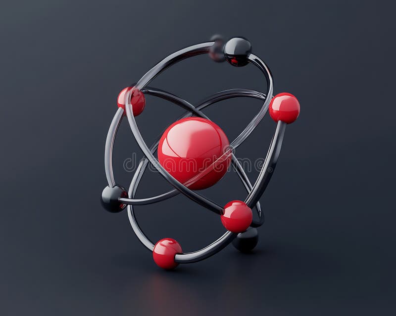 Atomic Structure Representation with Red and Black Colored Spheres ...
