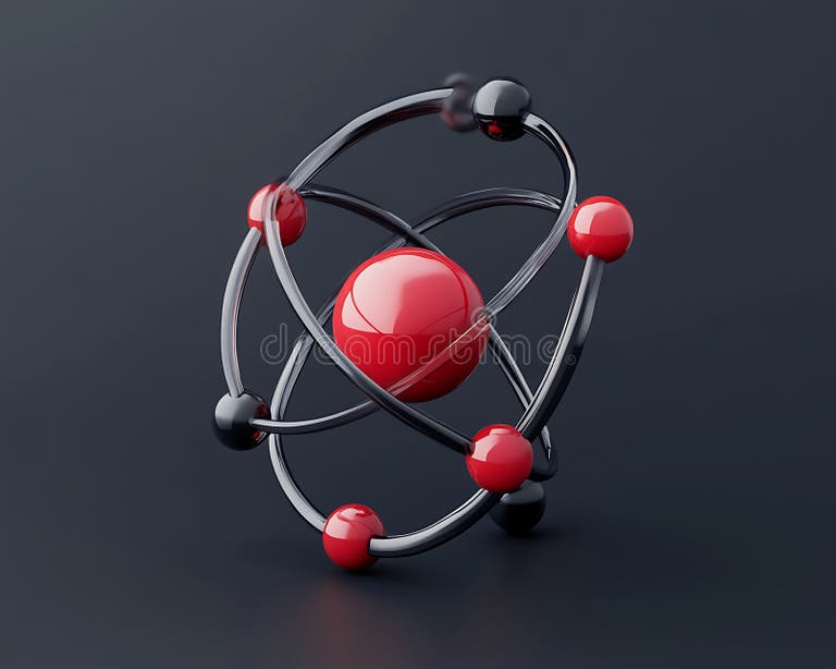 Atomic Structure Representation with Red and Black Colored Spheres ...