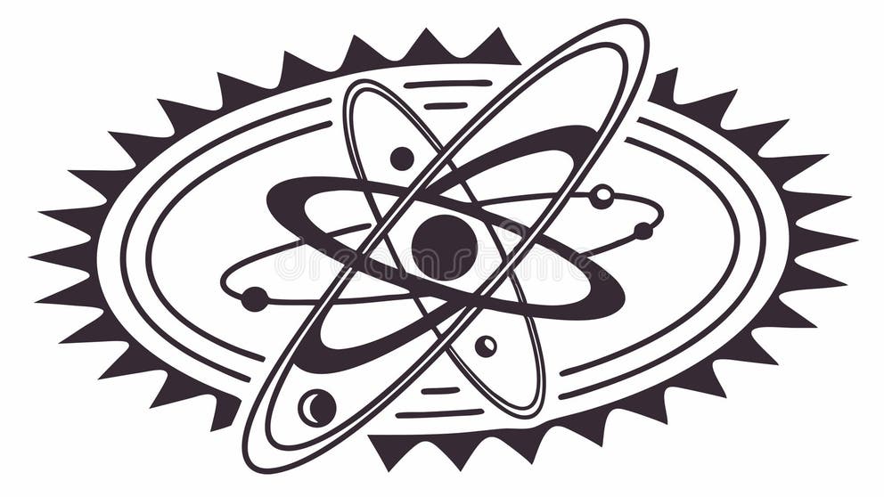 Atomic Symbol with Orbiting Electrons, Classic Science Vector ...