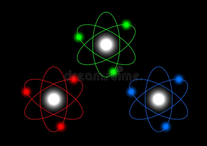 Atoms on black background stock vector. Illustration of chemistry ...