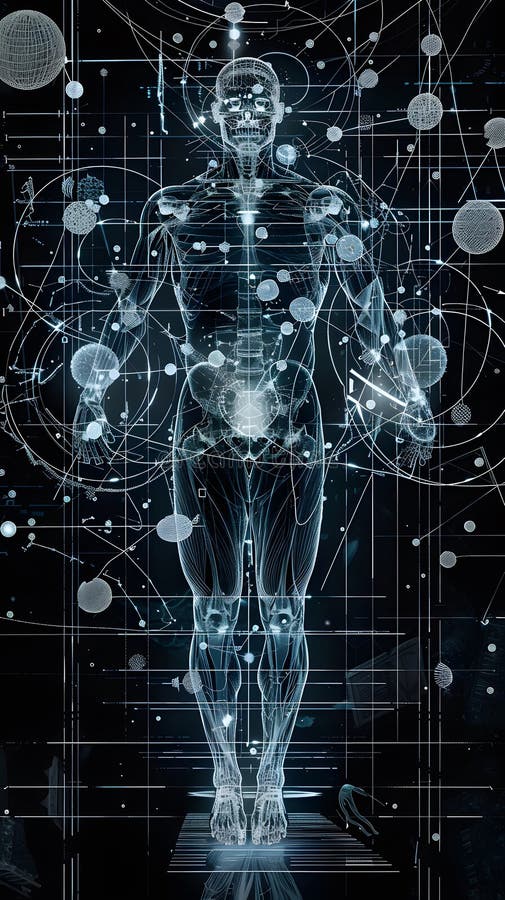 Atoms and Electrons, Detailed Human Anatomy with Structural Components ...
