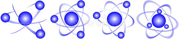 Set of Stylized Atoms in Blue Tones Isolated Stock Image - Illustration ...
