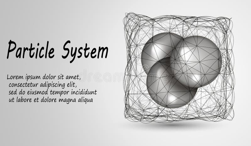Atoms Inside the Mesh Cube. Particles in the Lattice Stock Vector ...