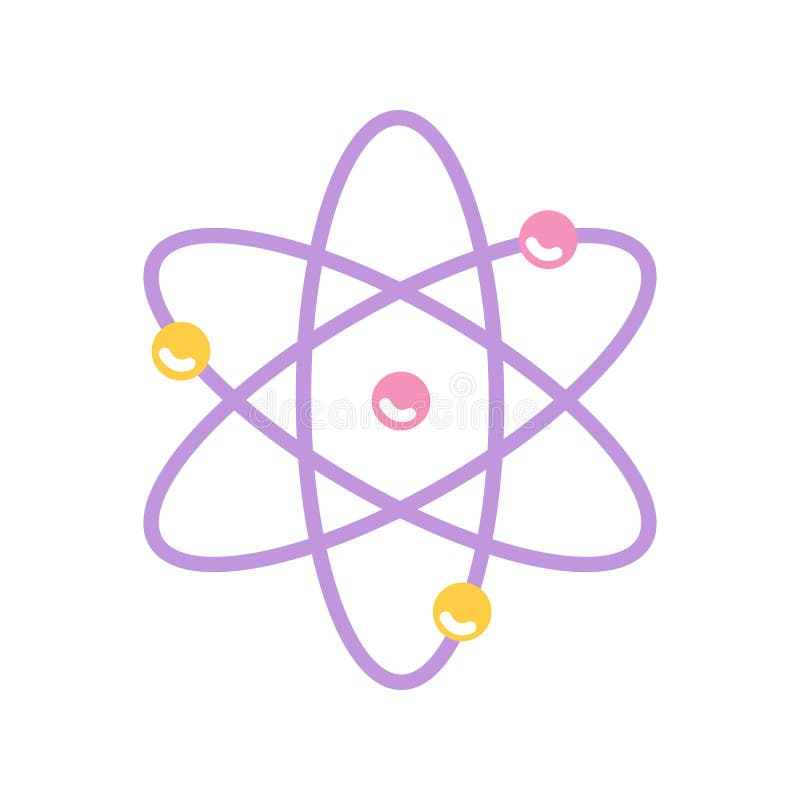 Atoms, School Drawing, Vector Flat Illustration on White Background ...