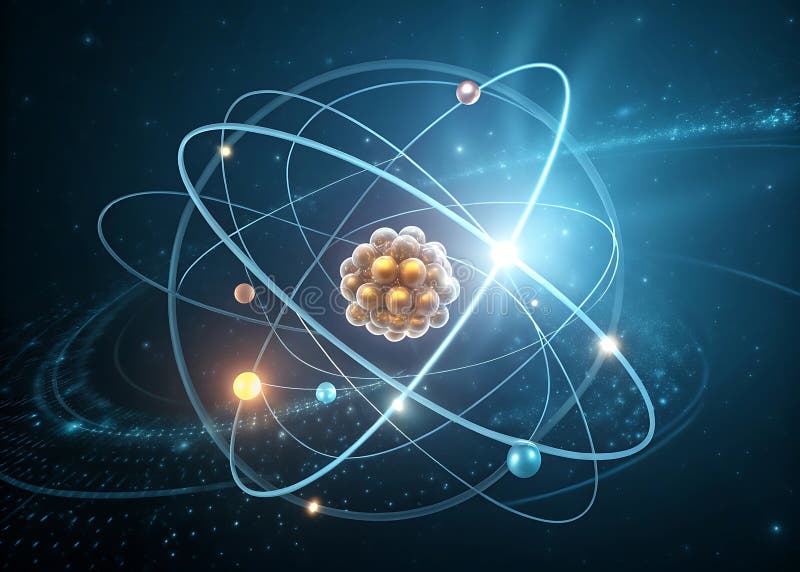 Atoms in Space: a Cosmic View of Atomic Structure Stock Illustration ...