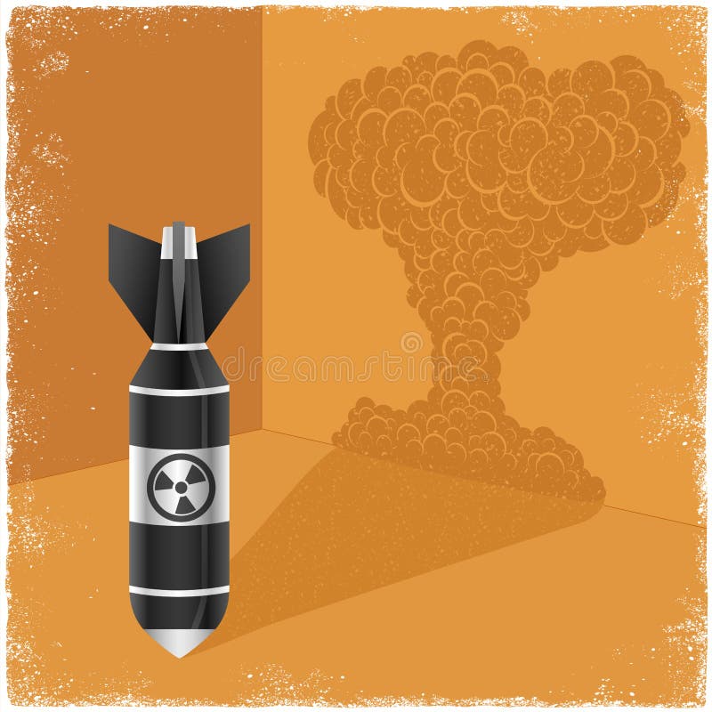 Atoombom Gietende Schaduw Van Explosiewolk Vector Illustratie - Illustration of conclusie ...