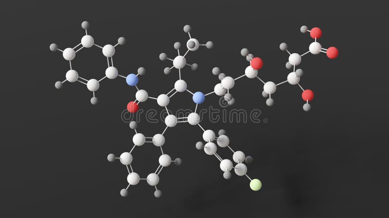 Atorvastatin Molecule, Structural Chemical Formula, Ball-and-stick ...