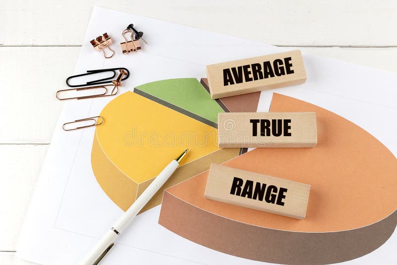 ATR- AVERAGE TRUE RANGE Word on Wooden Block on Chart Background Stock ...