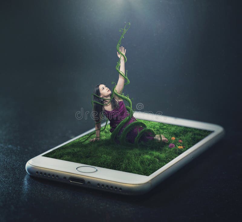 Atrapado En Un Teléfono Móvil Foto de archivo - Imagen de campo ...